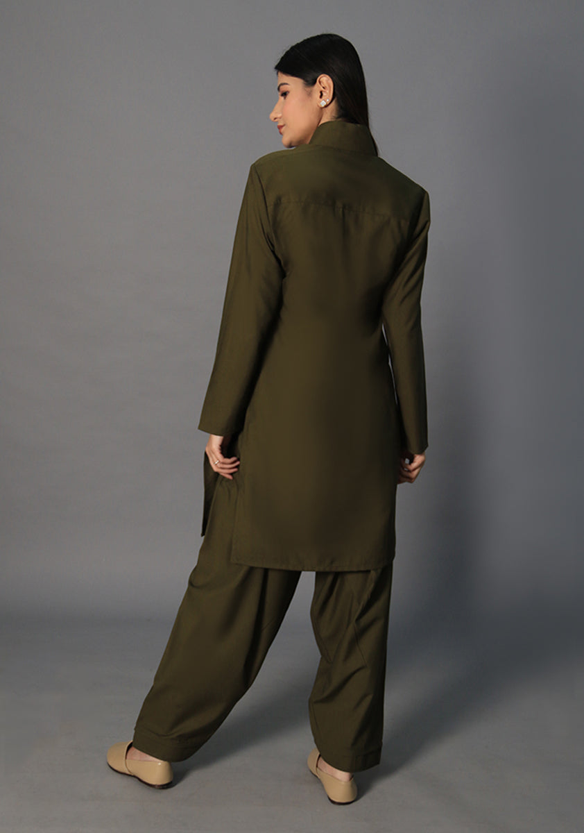 Poly Viscose Chive Iris Fit Suit– Parishae